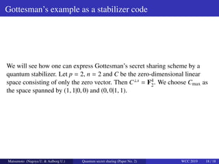 Classical access structures of ramp secret sharing based on quantum stabilizer codes | PDF ...