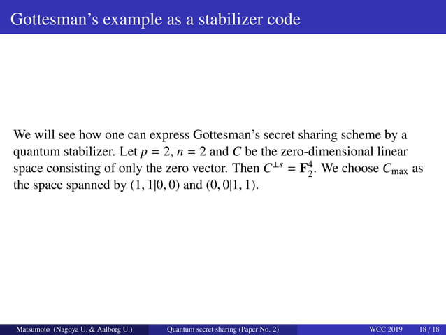 Classical access structures of ramp secret sharing based on quantum stabilizer codes | PDF ...
