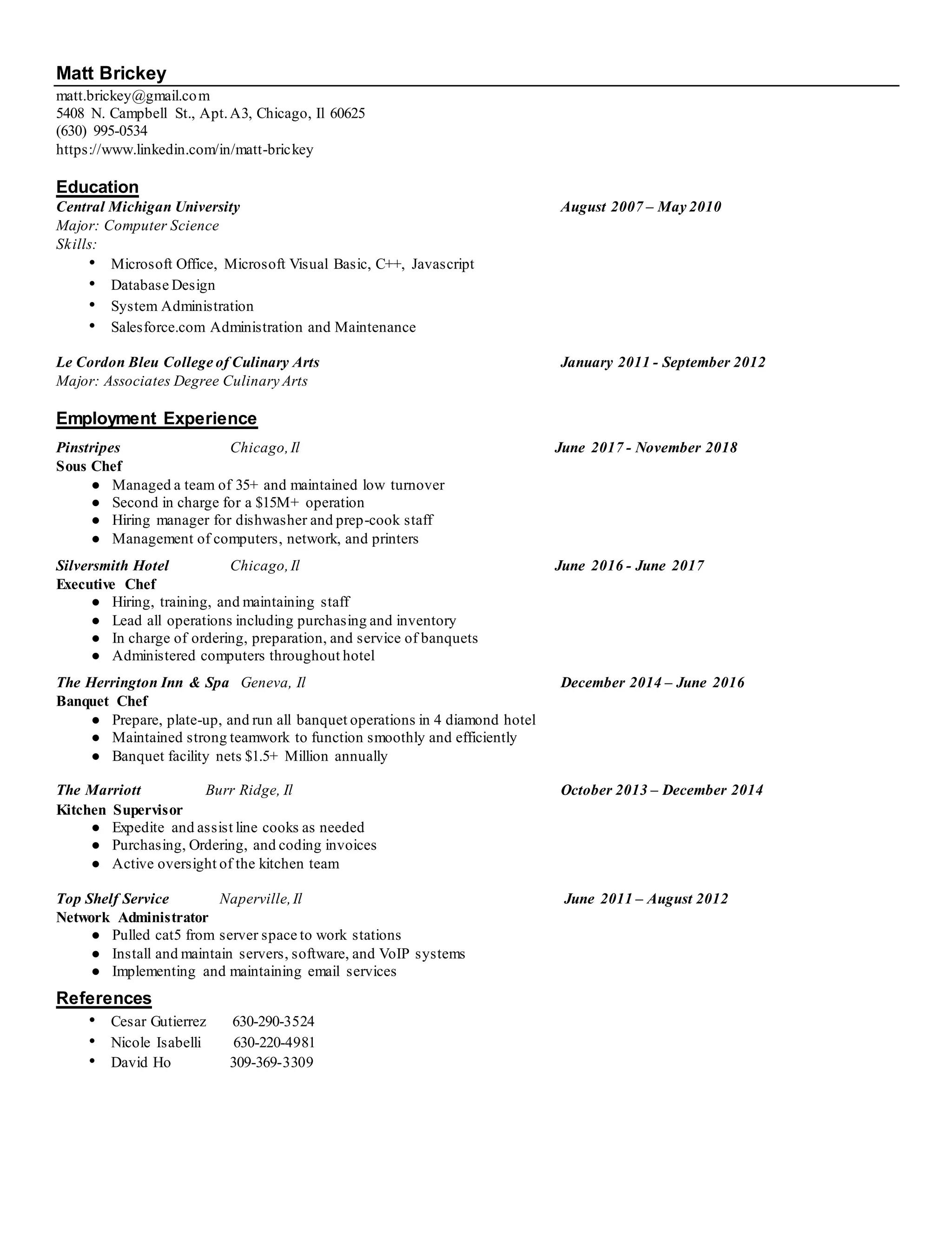 Matt Brickey Resume | DOCX