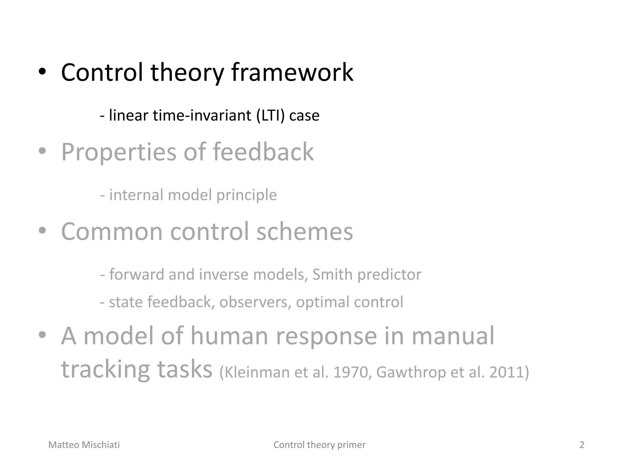 Crash course in control theory for neuroscientists and biologists | PPTX