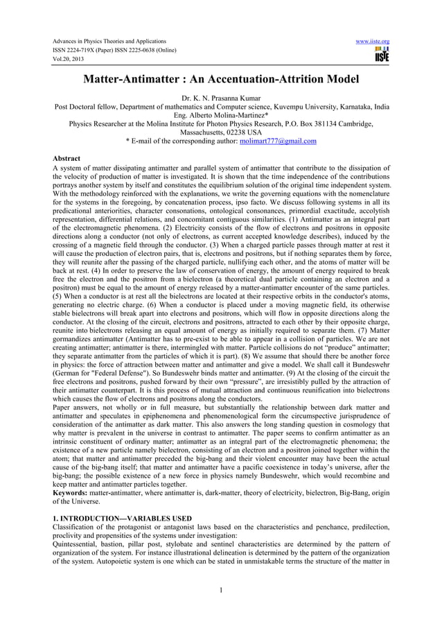 Matter antimatter - an accentuation-attrition model | PDF | Physics ...