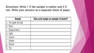 MATTER AND ITS PROPERTIES presentation of lesson | PPTX