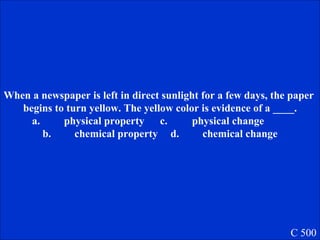 Matter Jeopardy Game | PPT