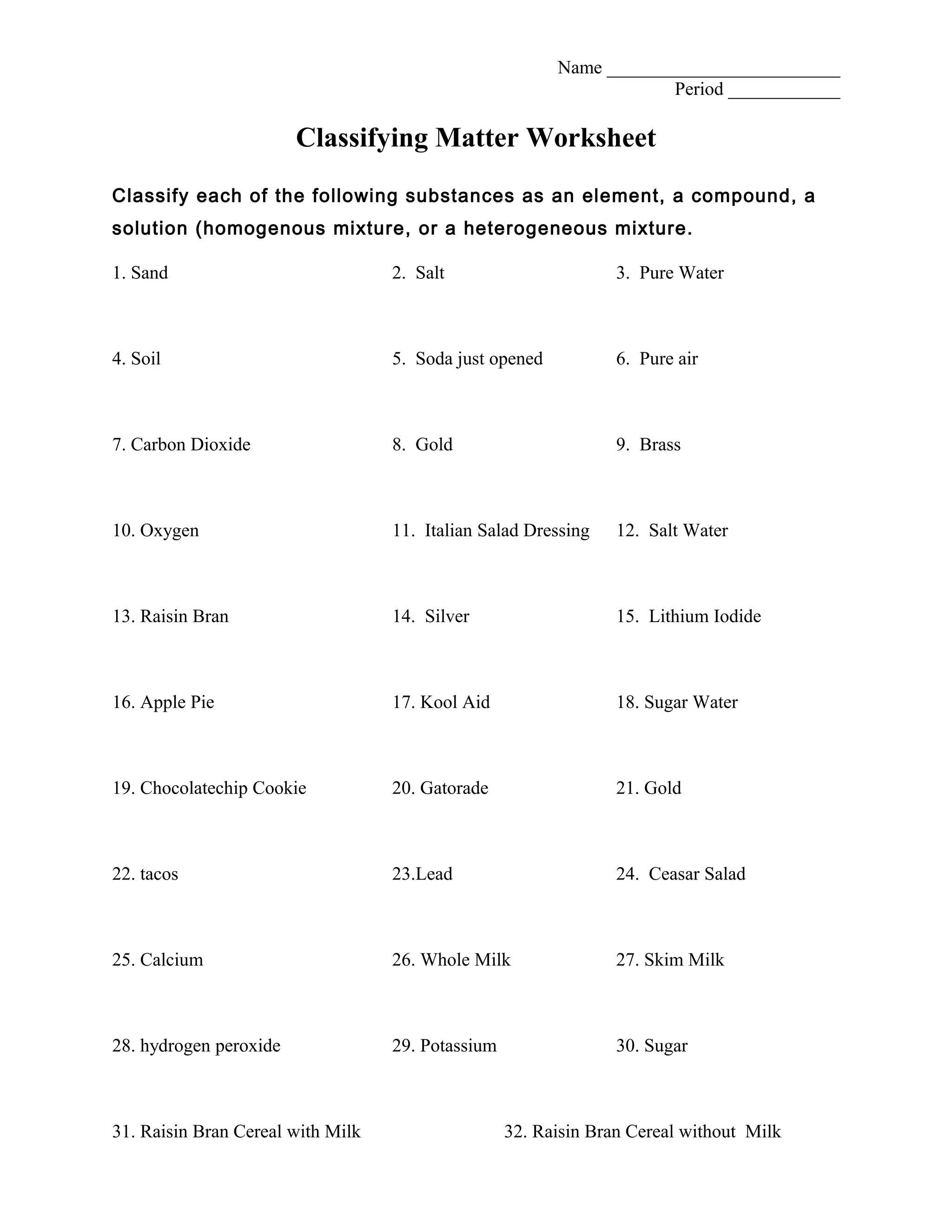 Matter homework packet | DOC