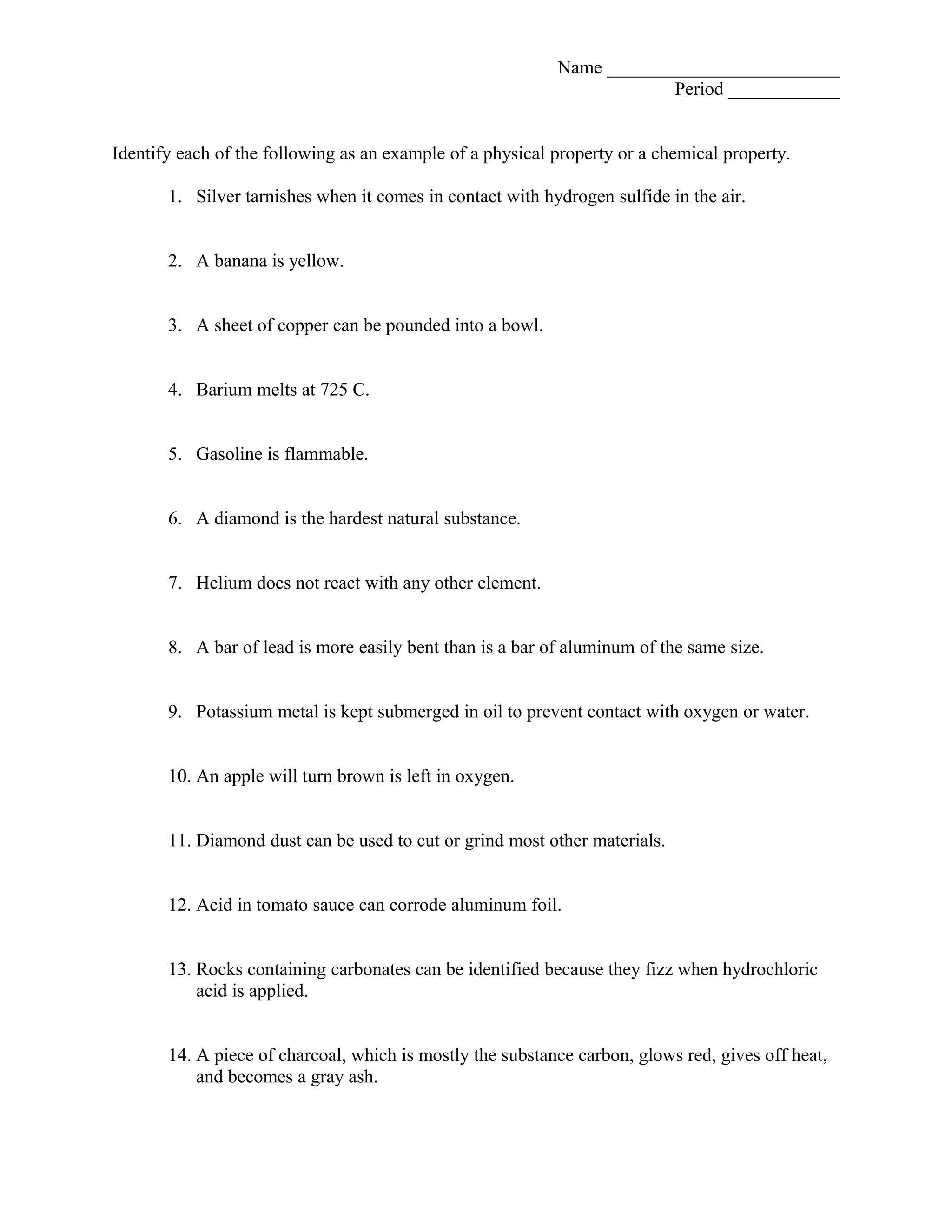 Matter homework packet | DOC