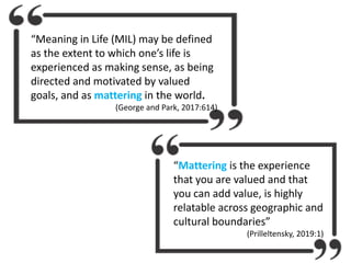 Mattering, meaning making and motivation - Building trust and respect ...