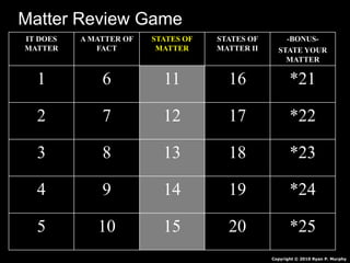 States of Matter, Physical and Chemical change PowerPoint Quiz Game ...
