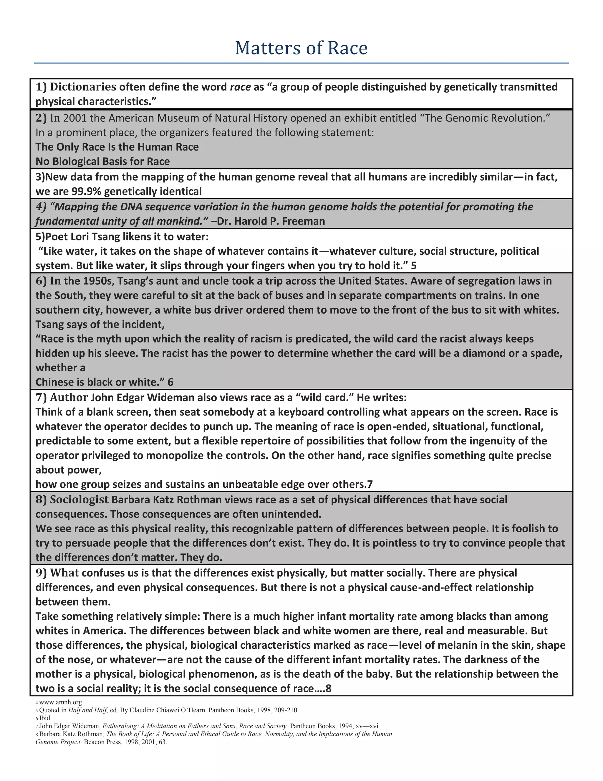 Matters of race handout | DOCX | Genetics | Science