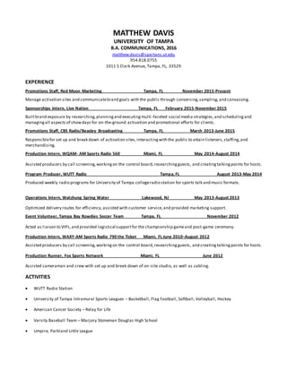 Matt Davis Resume | DOCX | Sports Radio | Genres