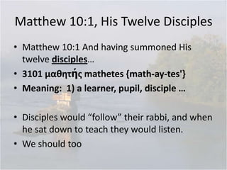 Matthew 10, Disciples, Apostles, wolves, Fear God, Boasting, ss, Jesus ...