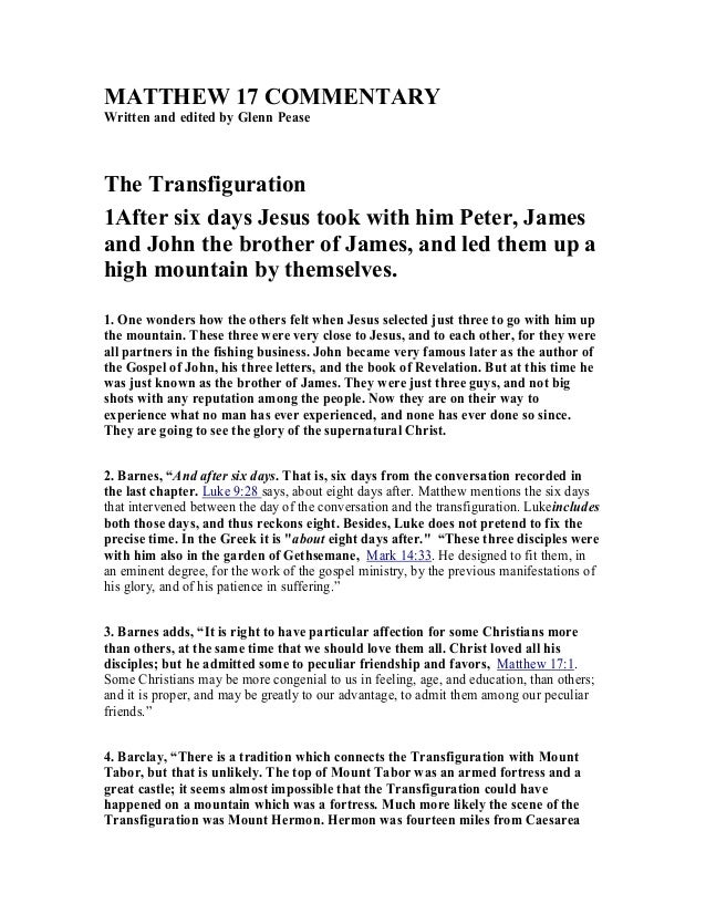 Matthew 17 commentary