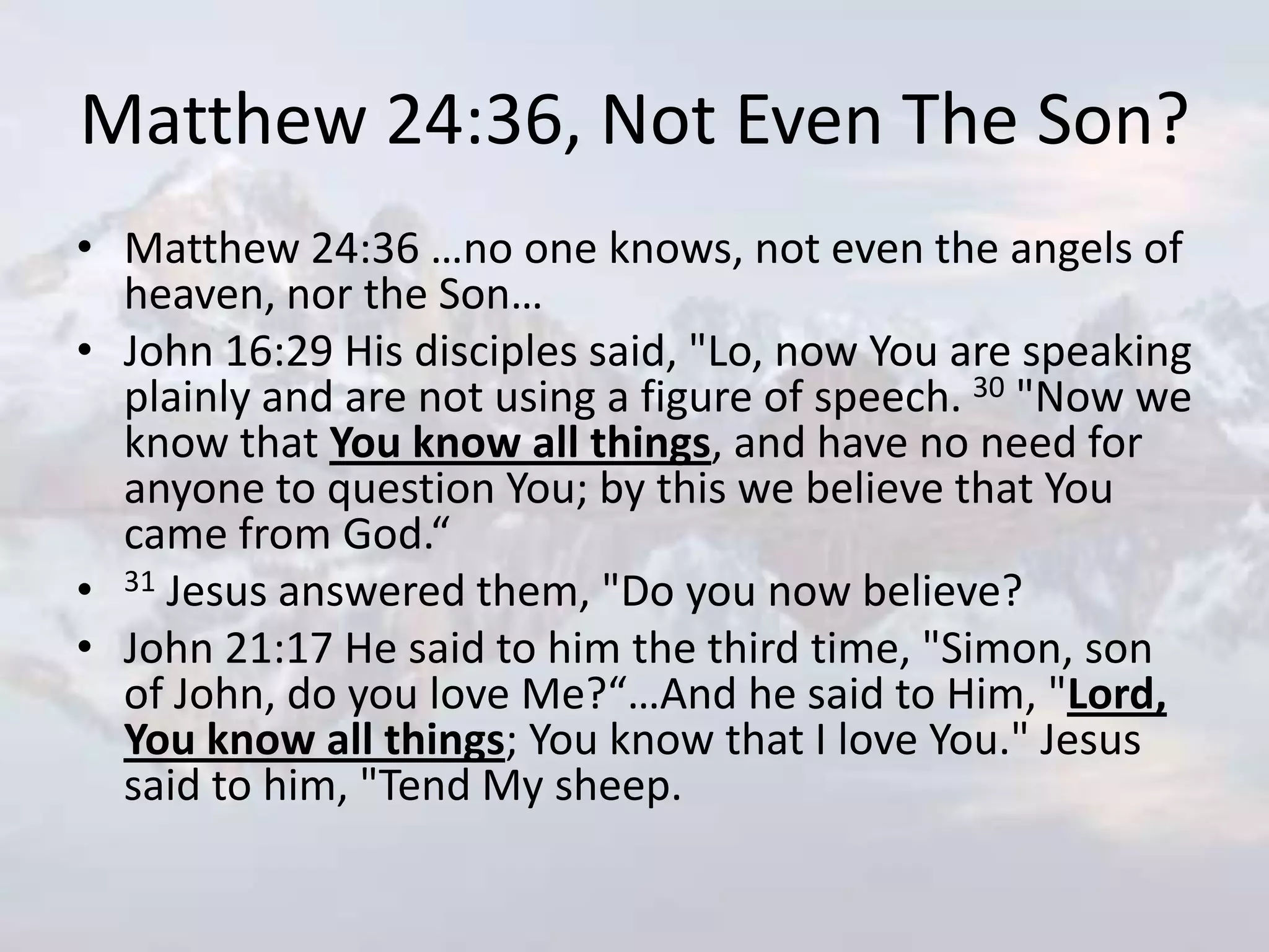 Matthew 24;32 51, This generation will not pass away... Jesus the ...