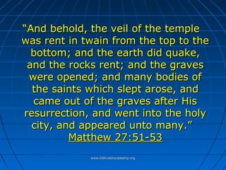 Matthew 27, credit to jobe martin, remorse, tombs were opened, saints ...
