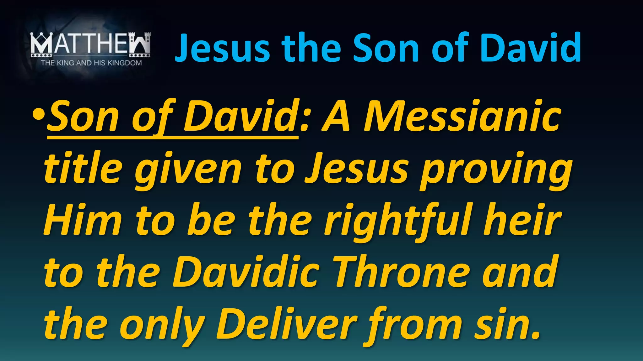 Matthew 9.27 - 38 The Care and Compassion of the King | PPTX