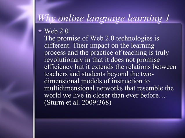 Developing a theoretical model of online language learning Matthew ...