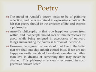 Matthew Arnold's Biography and Analysis of his Dover Beach | PPTX