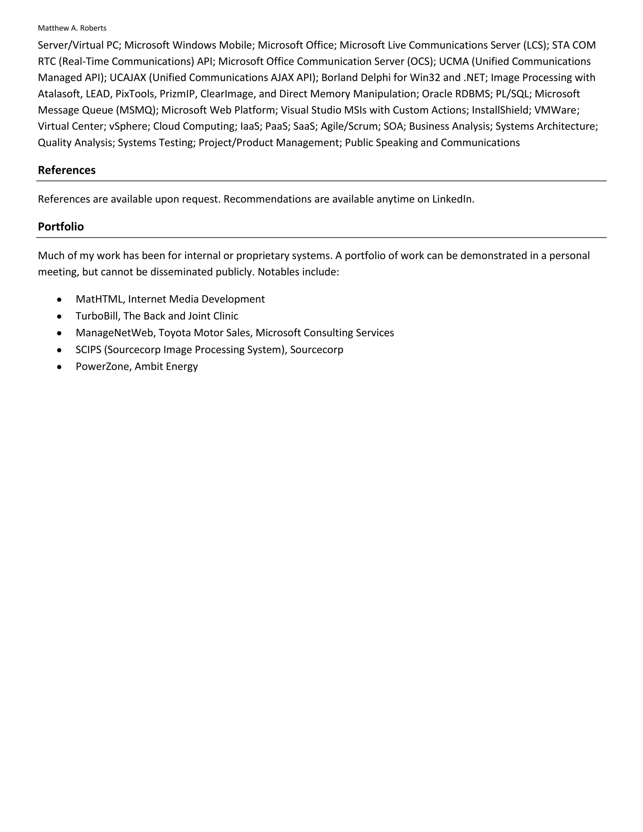 Matthew A. Roberts Resume | DOCX
