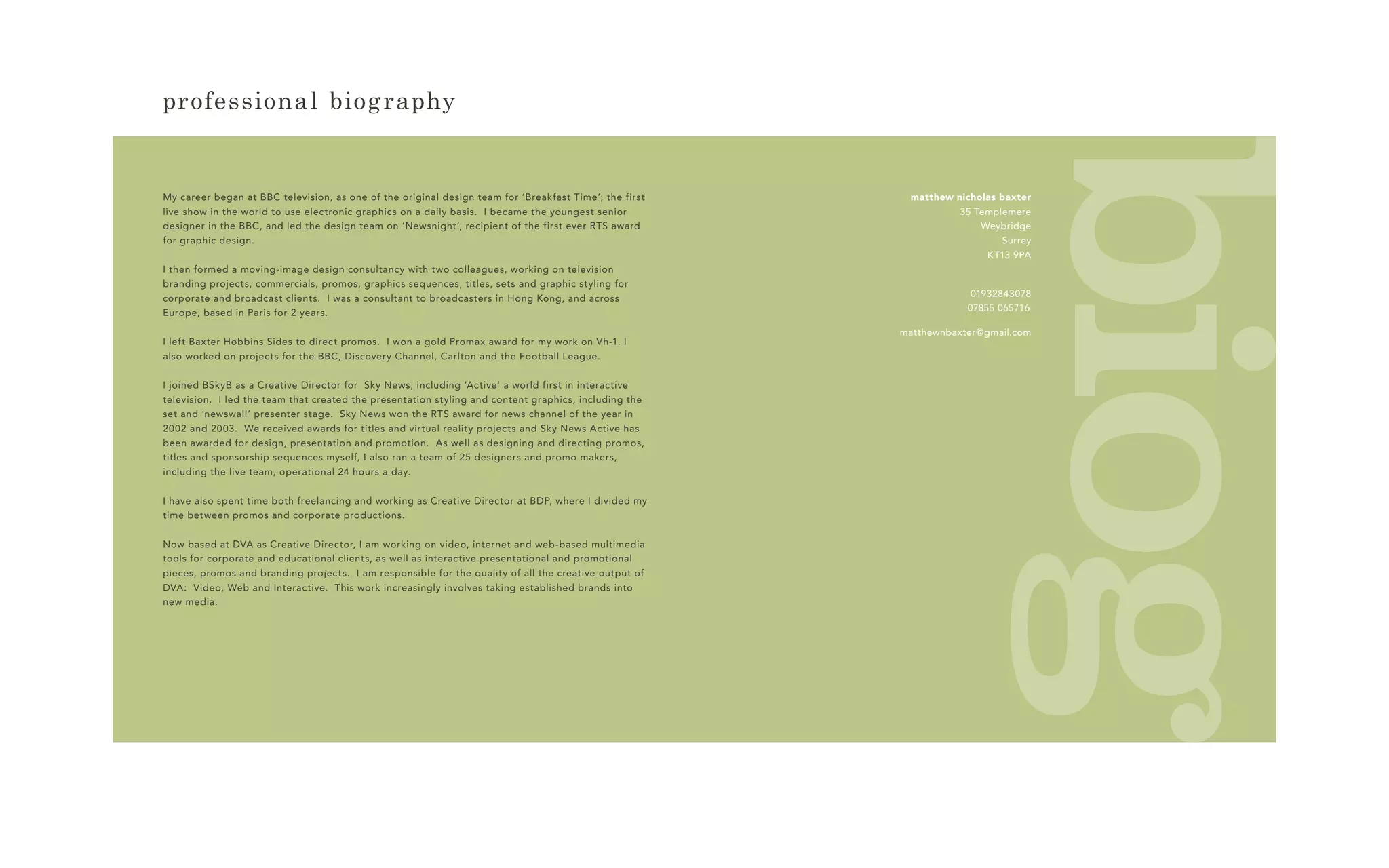 Matthew Baxter portfolio09 | PDF | Media Industry | Industries