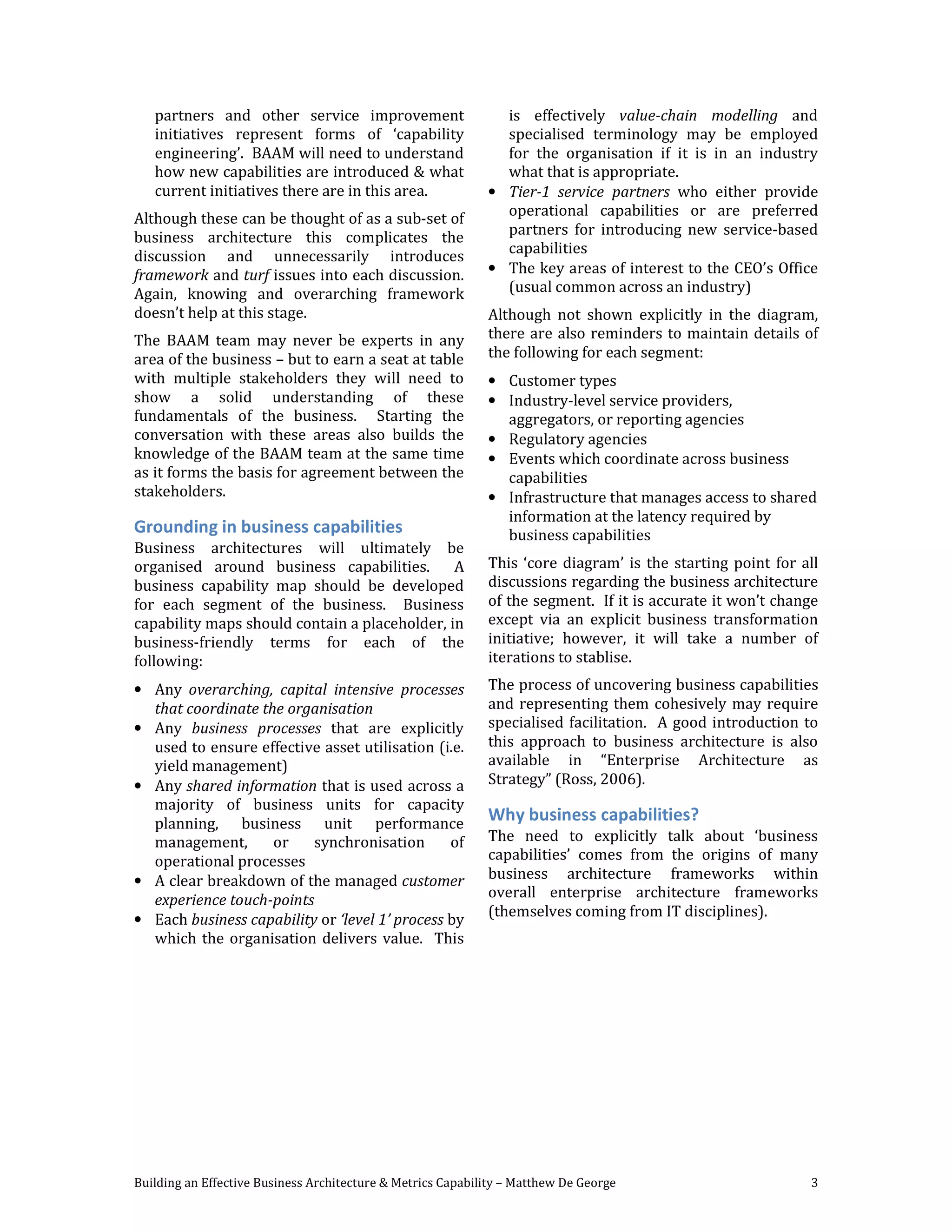 Building an effective business architecture and metrics capability | PDF