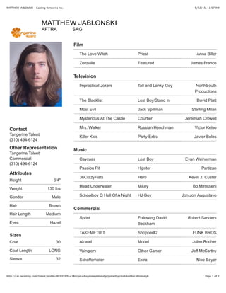 Matthew jablonski Acting Resume | PDF