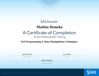 SAS Programming 2: Data Manipulation Techniques | PPT