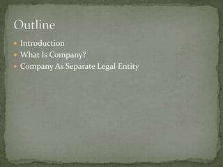 Company As Seprate Legal Entity | PPTX