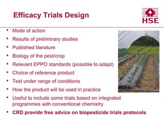 Efficacy assessment of biopesticide and supporting Label claims: UK ...