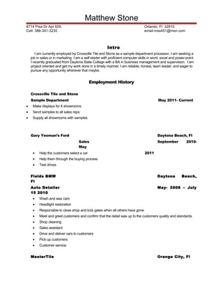 Matt resume 2013 | DOC