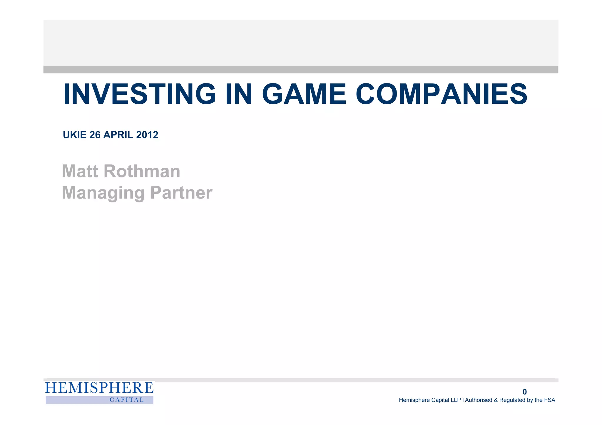 Matt Rothman, Hemisphere | PPT