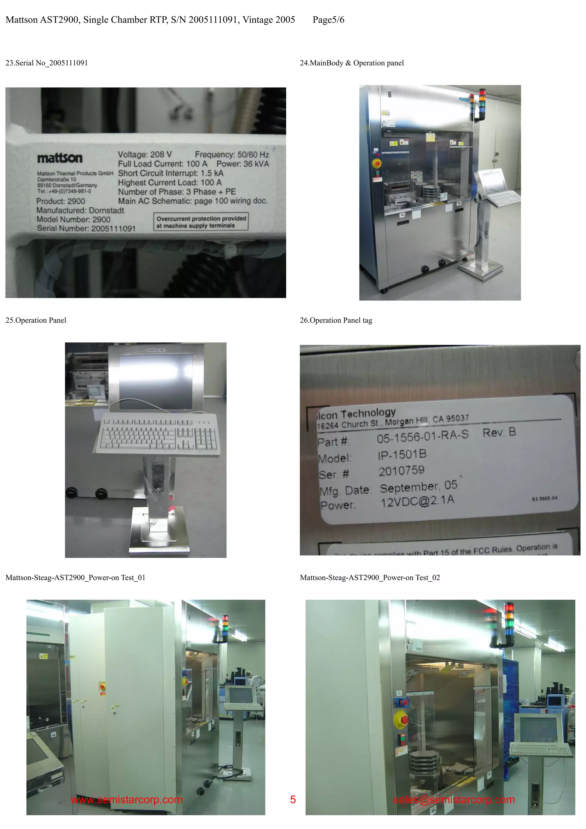 Mattson AST 2900 RTP 8 inch Rapid Thermal Processing Equipment | PDF
