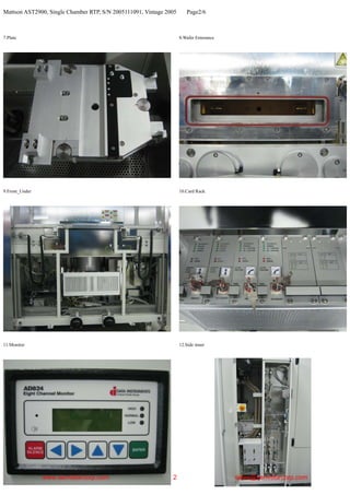 Mattson AST 2900 RTP 8 inch Rapid Thermal Processing Equipment | PDF