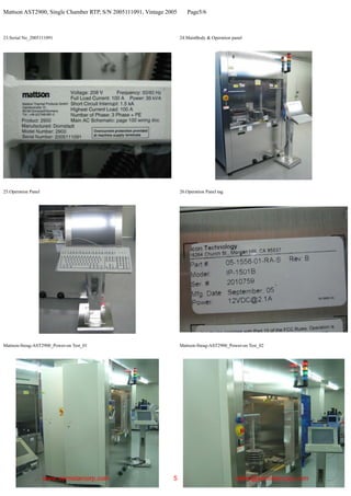 Mattson AST 2900 RTP 8 inch Rapid Thermal Processing Equipment | PDF