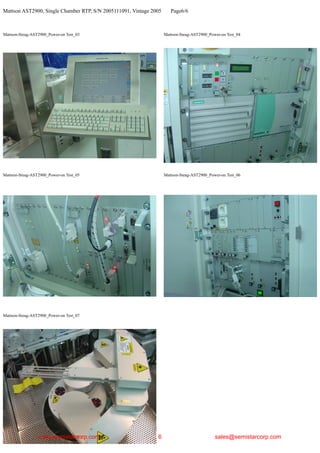 Mattson AST 2900 RTP 8 inch Rapid Thermal Processing Equipment | PDF