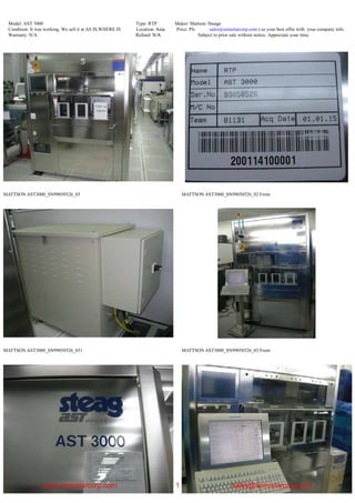 Mattson AST 3000 RTP 8 inch Rapid Thermal Processing Equipment | PDF