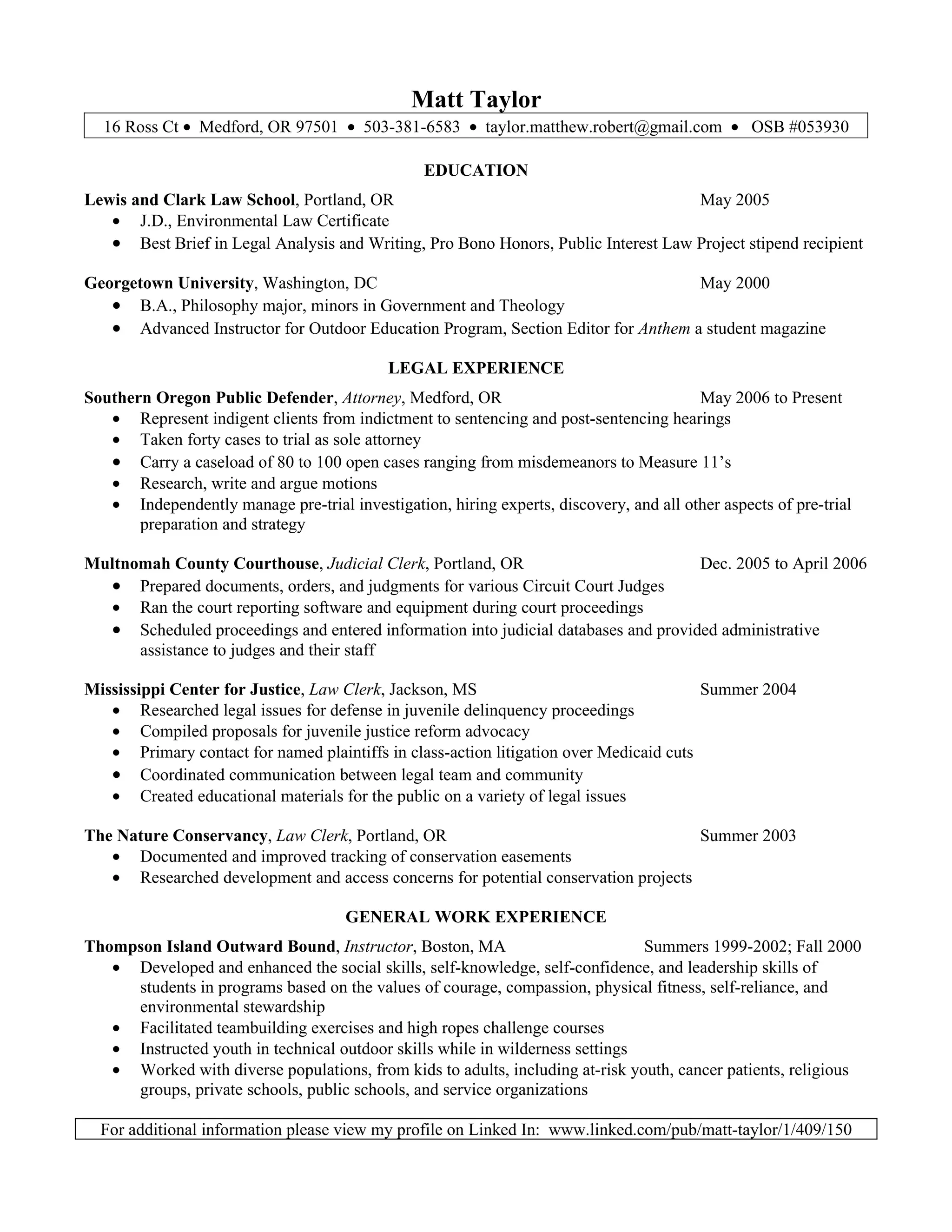 Matt taylor resume | DOC | Legal Services Industry | Industries