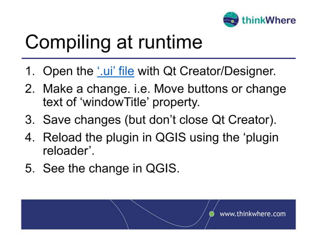Matt Walsh thinkWhere_QGIS_usergroup_pyqt | PPT