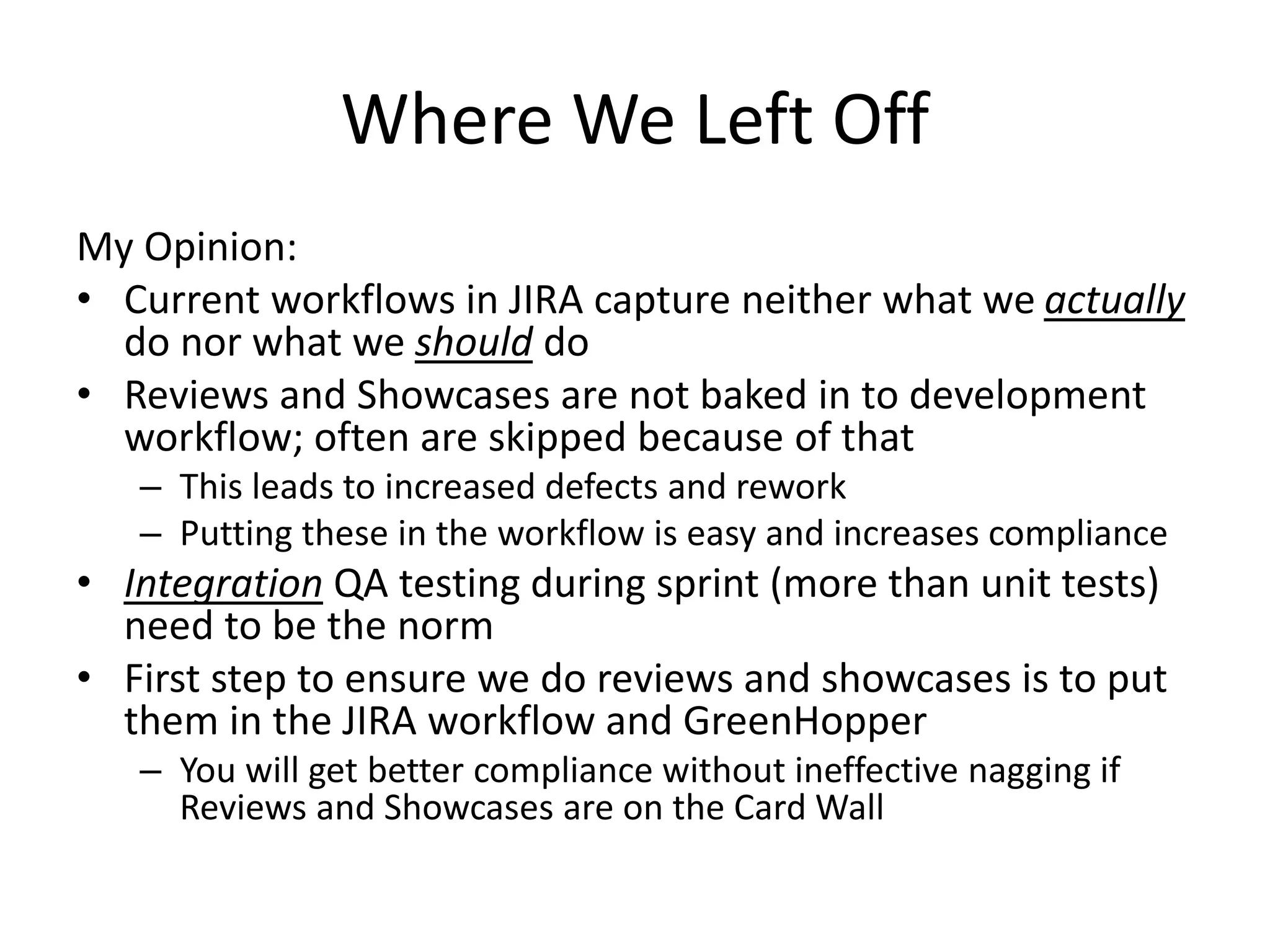 Maturing Agile SDLC & workflow improvements | PPTX