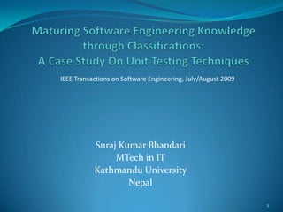 Maturing software engineering knowledge through classifications | PPTX