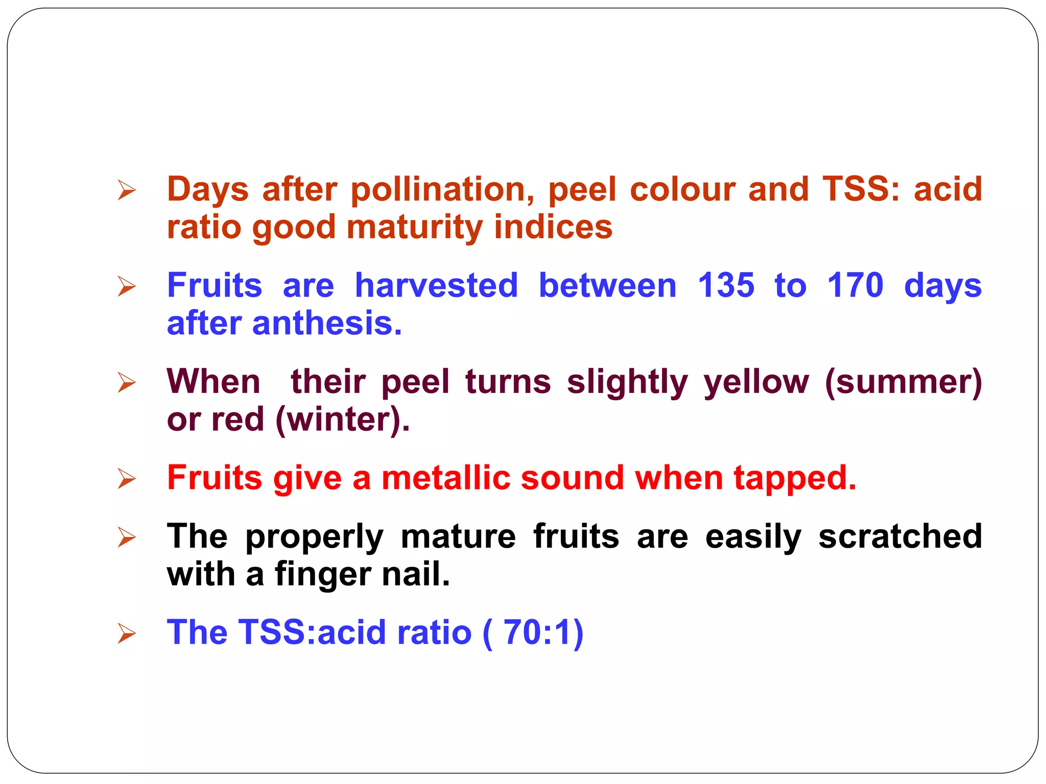 Maturity indices of fruits and vegetables | PPTX
