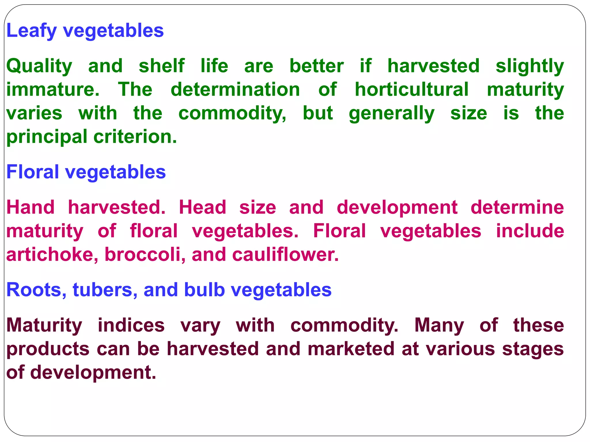 Maturity indices of fruits and vegetables | PPTX