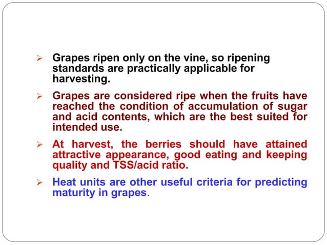 Maturity indices of fruits and vegetables | PPTX | Agriculture | Industries