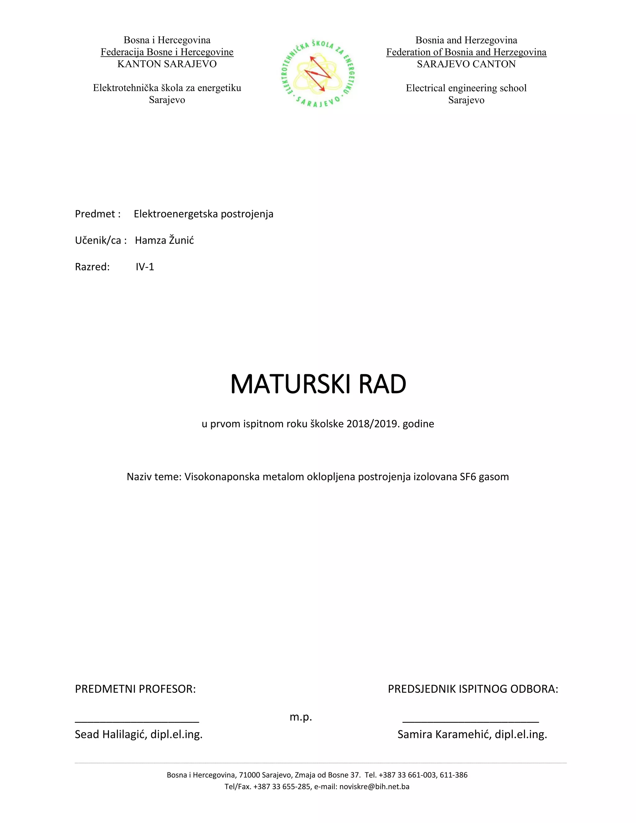 Metalom oklopljena postrojenja izolovana SF6 gasom (GIS - SF6 MOP) | PDF