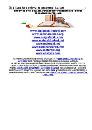 Maturski rad iz socioligije kic i sund kao pojava u masovnoj kulturi | DOC