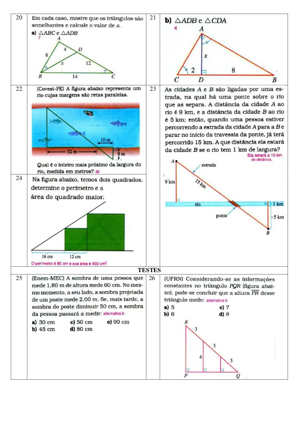 Exercícios Semelhança De Triângulos Pdf - RETOEDU