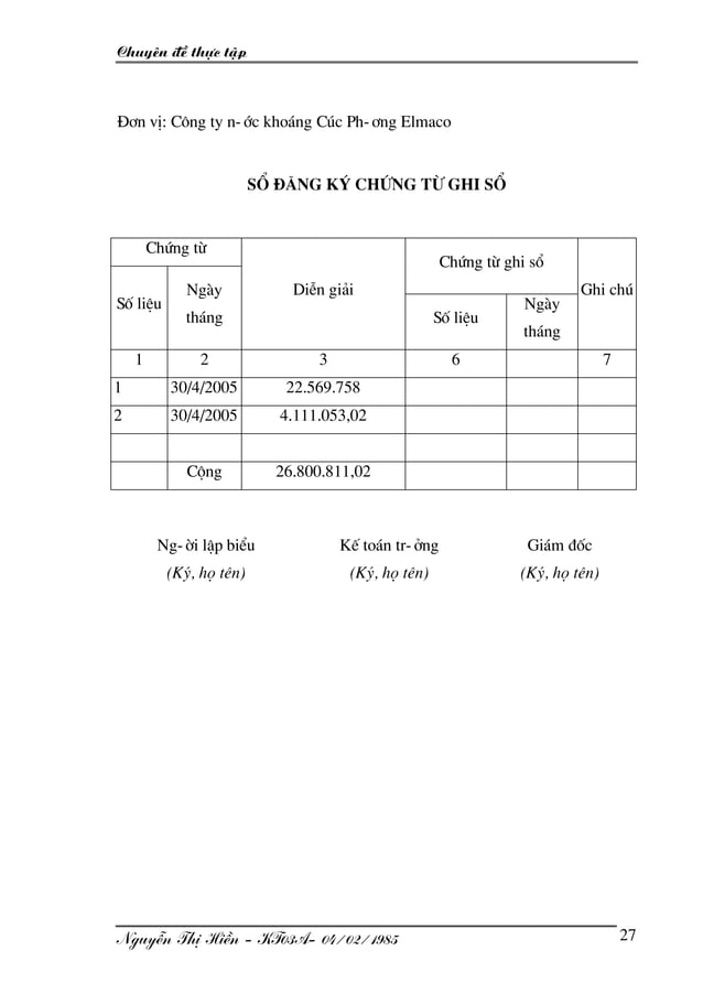 Tai Lieu "Mau bao cao thuc tap ke toan" full | PDF