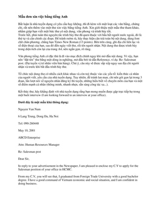 Mau don-xin-viec-bang-tieng-anh | PDF | Resume Writing and Advice | Job Search