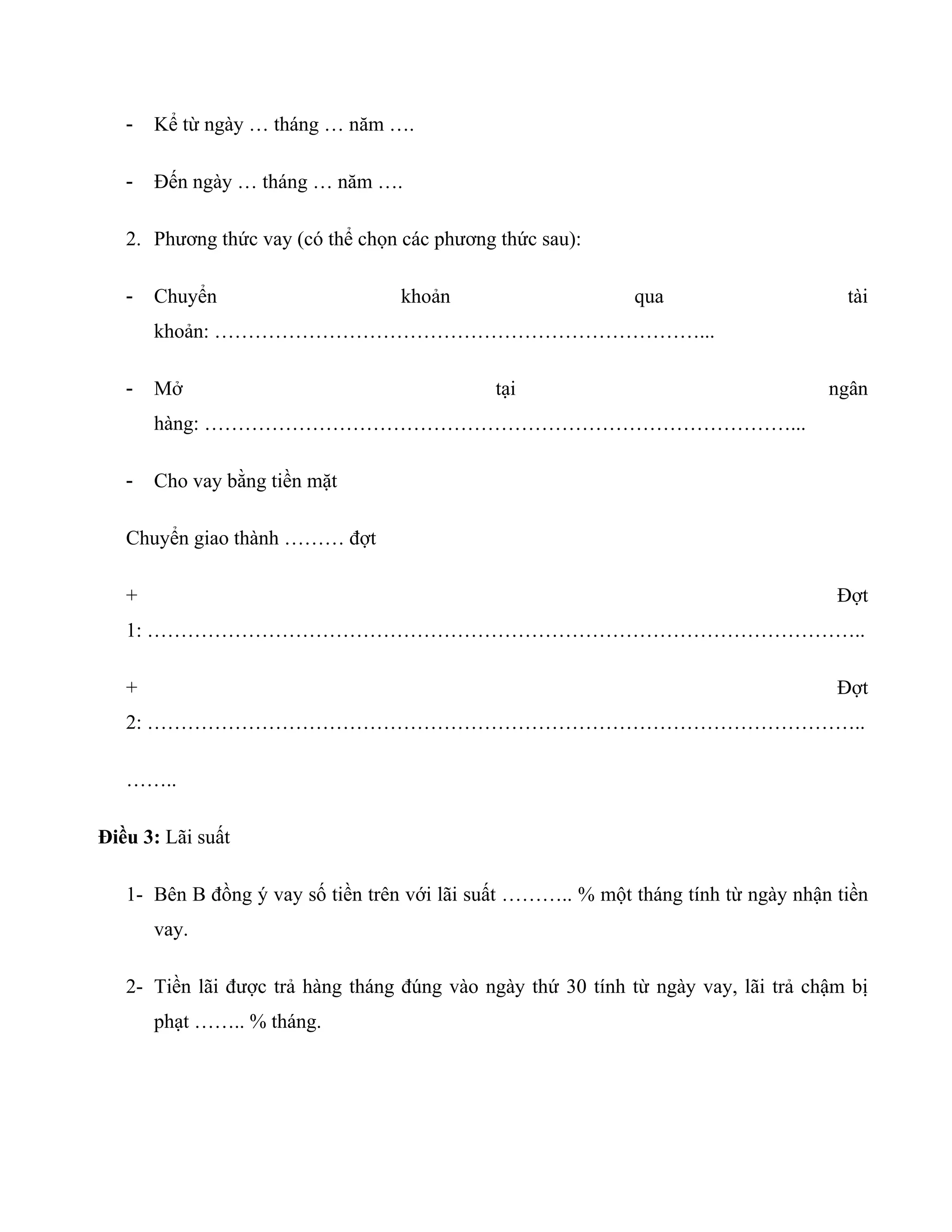 Mau hop-dong-cho-vay-tien | PDF