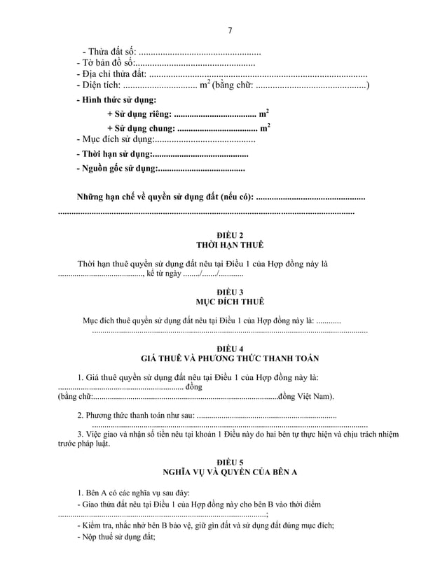 Mau hop-dong-thue-quyen-su-dung-dat | PDF