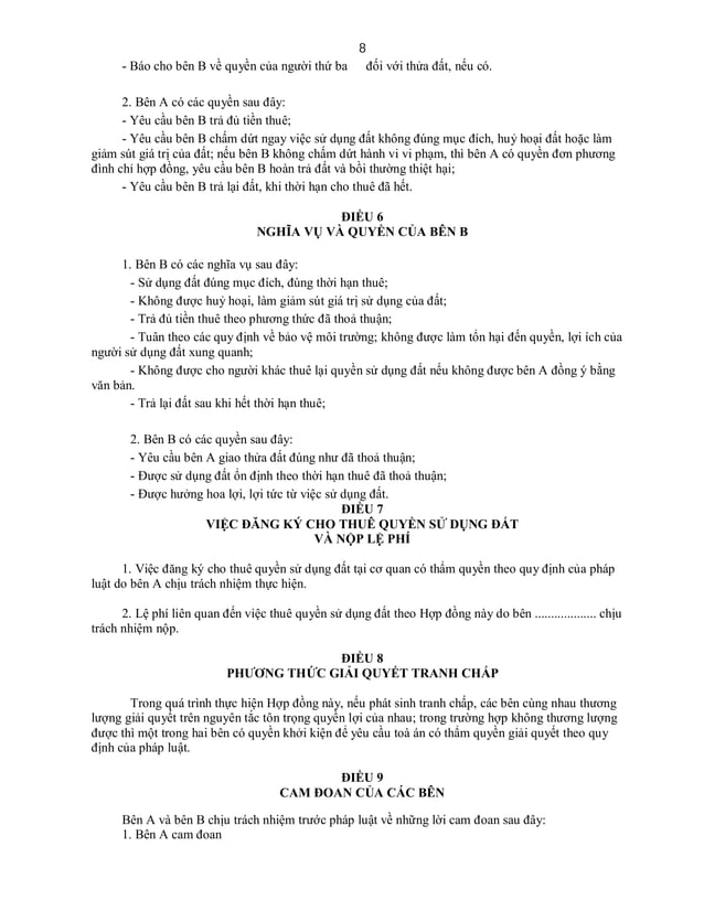 Mau hop-dong-thue-quyen-su-dung-dat | PDF