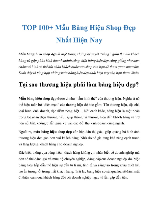 Làm Bảng Hiệu - Top 5+ mẫu thiết kế đẹp cho doanh nghiệp | DOCX